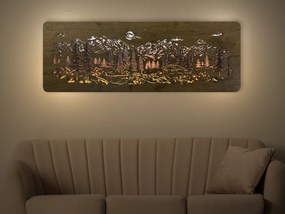 Li-Go "Chata v horách" světelný obraz 230V 120x40cm provedení povrchu: dub světlý