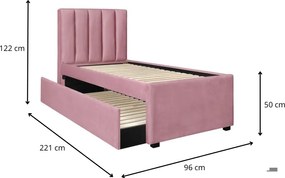 Jednolůžková čalouněná postel Russo 90x200 růžová