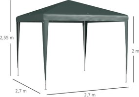 Outsunny Altán 2.7x2.7m Obdélníkový Voděodolný Stabilní Zimní Altán Party Stan Zahradní Altán Marquee pro Kempování Zahrada, Tmavě zelená