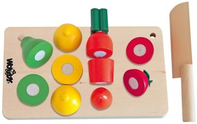 NEF Dětská dřevěná sada - Zelenina a ovoce s prkénkem