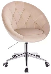 LuxuryForm DESIGN Otočné křeslo VERA VELUR na stříbrné podstavě s kolečky - latte