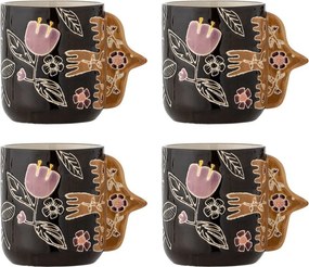 Tmavě hnědé kameninové šálky v sadě 4 ks na latte 325 ml Vivielle – Bloomingville