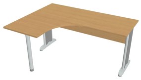 Stůl ergo oblouk pravý 160×120/60 cm - Hobis Cross CE 60 P Dekor stolové desky: buk, Dekor lamino podnože: buk, Barva nohou: Stříbrná