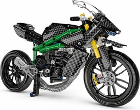 LEAN Toys Stavebnicové kostky – sportovní závodní motocykl, černý, 656 dílů