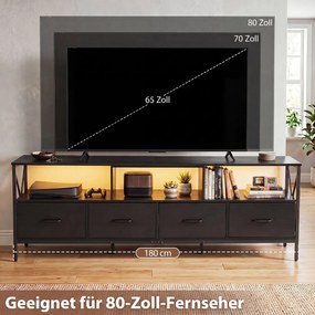 Costway Televizní stolek s LED a 4 textilními zásuvkami, černý