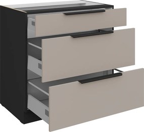 ARIA cb | dolní skříňka 80 D 3S zásuvková | 80 cm | PREMIUM BOX | černá/béžová
