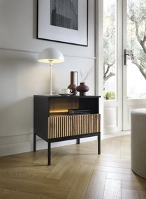 PSK Noční stolek SANTAL, Černá/Dub Votan 54 cm