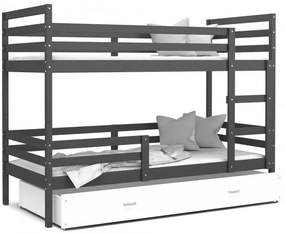 DOBRESNY Dětská patrová postel JACEK 200x90 cm ŠEDÁ-BÍLÁ