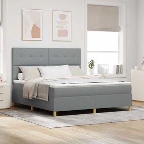 Postel s boxspringem s čelo Světle šedá 180 x 200 cm textil 3339637