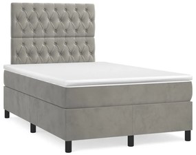 Box spring postel s matrací a LED světle šedá 120x190 cm samet 3270329