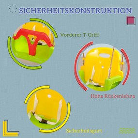 Outsunny 3v1 Dětská houpačka s Odnímatelným Opěradlem, Nastavitelnými Provazy a T-Barem pro Děti 9-36 měsíců - Vnitřní a Venkovní Použití 42x33x120-1…