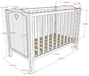 Bílá postýlka z borovicového dřeva 60x120 cm Amori – Vipack