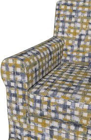 Potah na křeslo IKEA Ektorp Jennylund barva modrá látka pletený vzor, vzorované