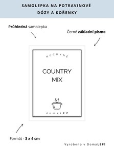 Samolepka na kořenky COUNTRY MIX průhledná 3 × 4 cm základní písmo