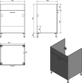 Aqualine 59,5 x 70 x 49,4 cm 57035 skříňka pod výlevku bílá
