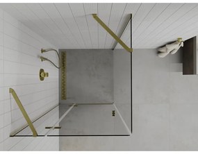 Mexen Roma sprchový kout s otočnými dveřmi 100 x 100 cm, Průhledné, Zlatá - 854-100-100-50-00