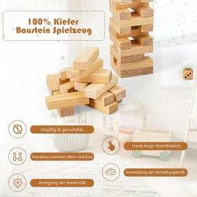 Costway 54 Bloky z borovicového dřeva Darn tower game stavebnice hra