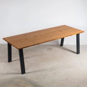 KULHÁNEK Zahradní stůl 230 x 90 cm+ 6x židle - kombinace dřeva a oceli