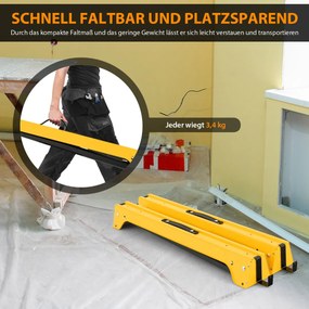 Costway 2 Pack Skládací pila Horses Kompaktní stojan na elektrické nářadí Balení