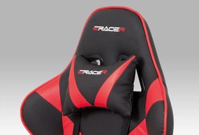 Autronic Kancelářská židle KA-F03 RED - červená koženka / černá látka