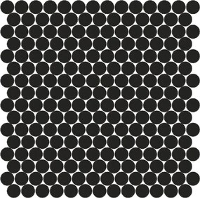 Hisbalit Skleněná mozaika černá Mozaika 101C SATINATO kolečka  prům. 2,2 (33,33x33,33) cm - KOL101CLH