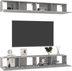 TV skříňky 4 ks betonově šedé 100 x 30 x 30 cm kompozitní dřevo 3079061