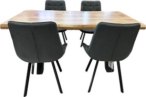 Vikio Jídelní set pro 4 osoby 140x90 cm dub, šedá samet VJS114-41S-S