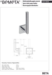 Bemeta Design BETA: Držák toaletního papíru, rezervní -