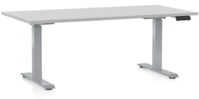 Výškově nastavitelný stůl OfficeTech D, 160 x 80 cm, šedá podnož, světle šedá