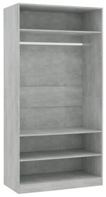 Šatní skříň Kennard - dřevotříska - 100x50x200 cm | betonově šedá