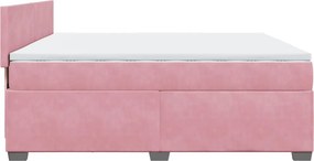 Box spring postel s matrací růžová 200x200 cm samet 3288701