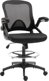 Vinsetto Ergonomická kancelářská židle s výklopnými opěrkami a nastavitelným kruhem pro nohy, výškově nastavitelná otočná židle s funkcí naklonění, sí