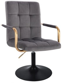 LuxuryForm DESIGN Otočná židle VERONA GOLD VELUR na černém talíři - tmavě šedá