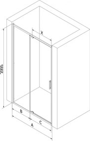 Mexen Exo, 1-křídlé dveře do otvoru 100x200 cm, 6mm čiré sklo, chromový profil, 819-100-000-01-00