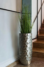 Luxusní květináč AMOLAR, sklolaminát, horní průměr 41 cm x výška 95 cm, stříbrný