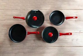 Pánev WOK s poklicí KITCHISIMO Rosso 28cm nepřilnavý povrch