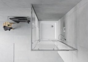 Mexen Rio čtvercová sprchová kabina 80 x 80 cm, bílé pruhy, chrom + sprchová vanička, bílá - 860-080-080-01-20-4510