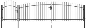Zahradní plotová brána s hroty 5 x 1,5 m černá
