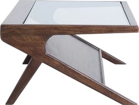 Konferenční stolek se skleněnou deskou v tmavě přírodní barvě 70x112 cm Yuki – Light &amp; Living