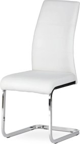 Autronic Jídelní židle, potah bílá ekokůže, kovová pohupová podnož, lesklý chrom DCL-408 WT