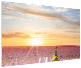 Obraz levandulového pole a vína (120x80 cm)