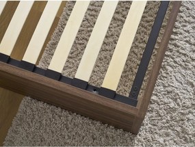 Tmavě hnědá dvoulůžková postel z dřevotřísky v dekoru břízy s úložným prostorem/bez čela s roštem 140x190 cm Mara – Bobochic Paris