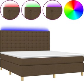 Box spring postel s matrací a LED tmavě hnědá 160x200 cm textil 3135768