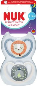 Dudlík NUK Perfect Match Air Night FIREFLY/LION 0-6m 2ks box velikost 0-6 m