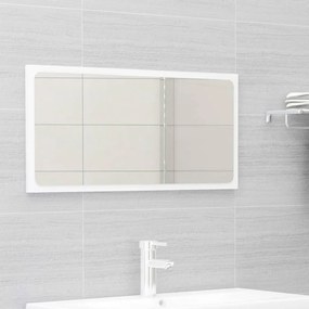 2dílný set koupelnového nábytku - skříňka + zrcadlo 80 cm - dřevotříska | bílý vysoký lesk