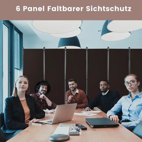 Costway Šestidílný skládací paraván na kolečkách 172 cm, hnědý