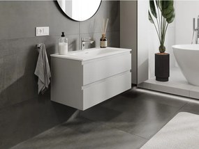 Mexen Orio, koupelnová skříňka 90 cm s umyvadlem Vela, 2 zásuvky, šedá matná/bílá matná, 91A10-09047-2-BFF62-W23M01