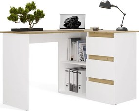 Rohový psací stůl Nicea pravý dub artisan/bílý