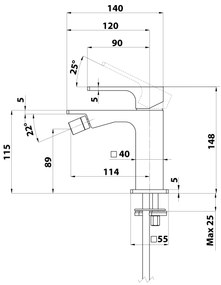Sapho Sapho, FORATA stojánková bidetová baterie bez výpusti, černá mat
