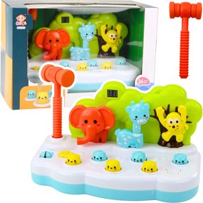 LEAN Toys Obratnostní hra se zvířátky Whack-A-Mole s počítadlem a kladívkem, barevná